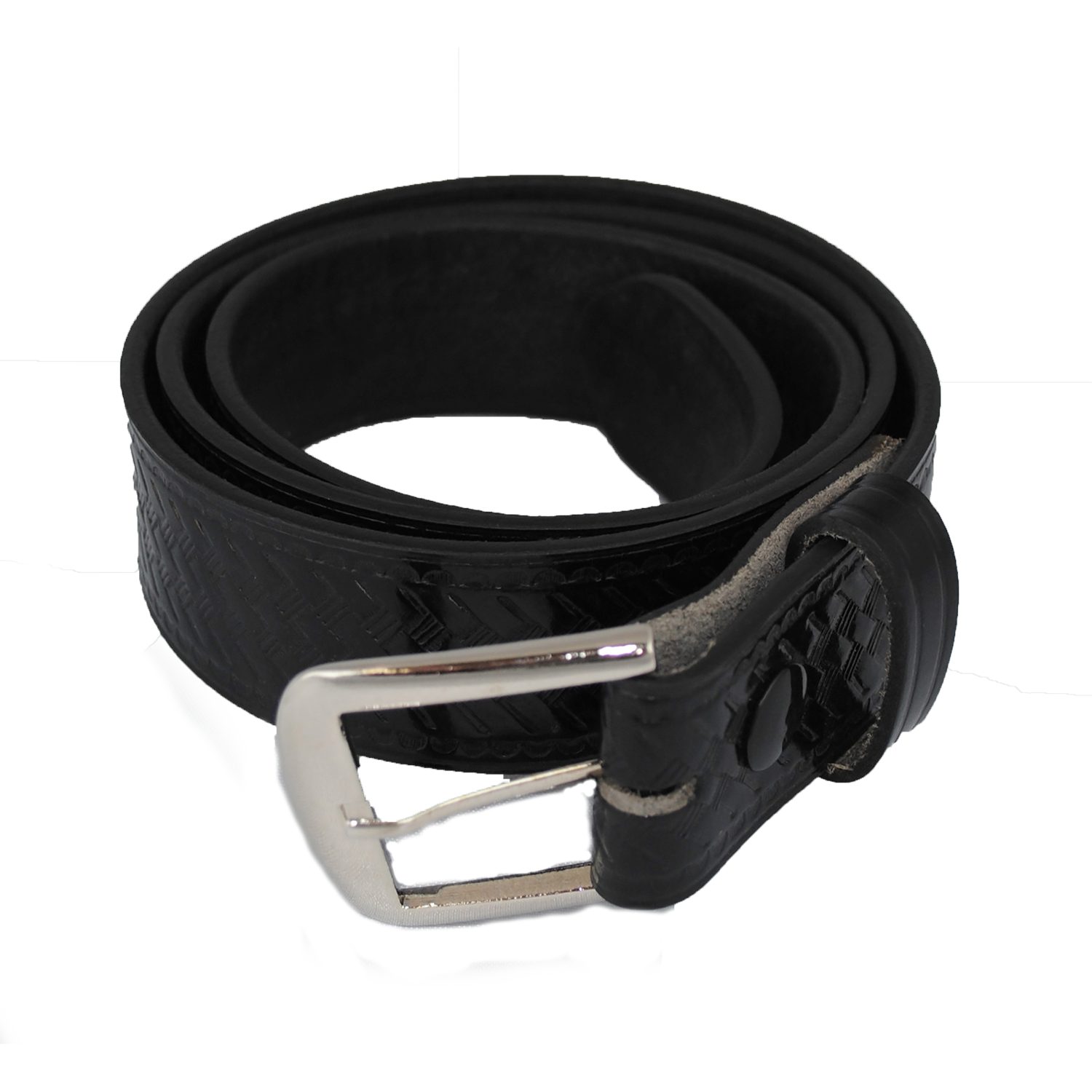 Black Leather Basket-Weave Belt - Silver Buckle - Lighthouse Uniform