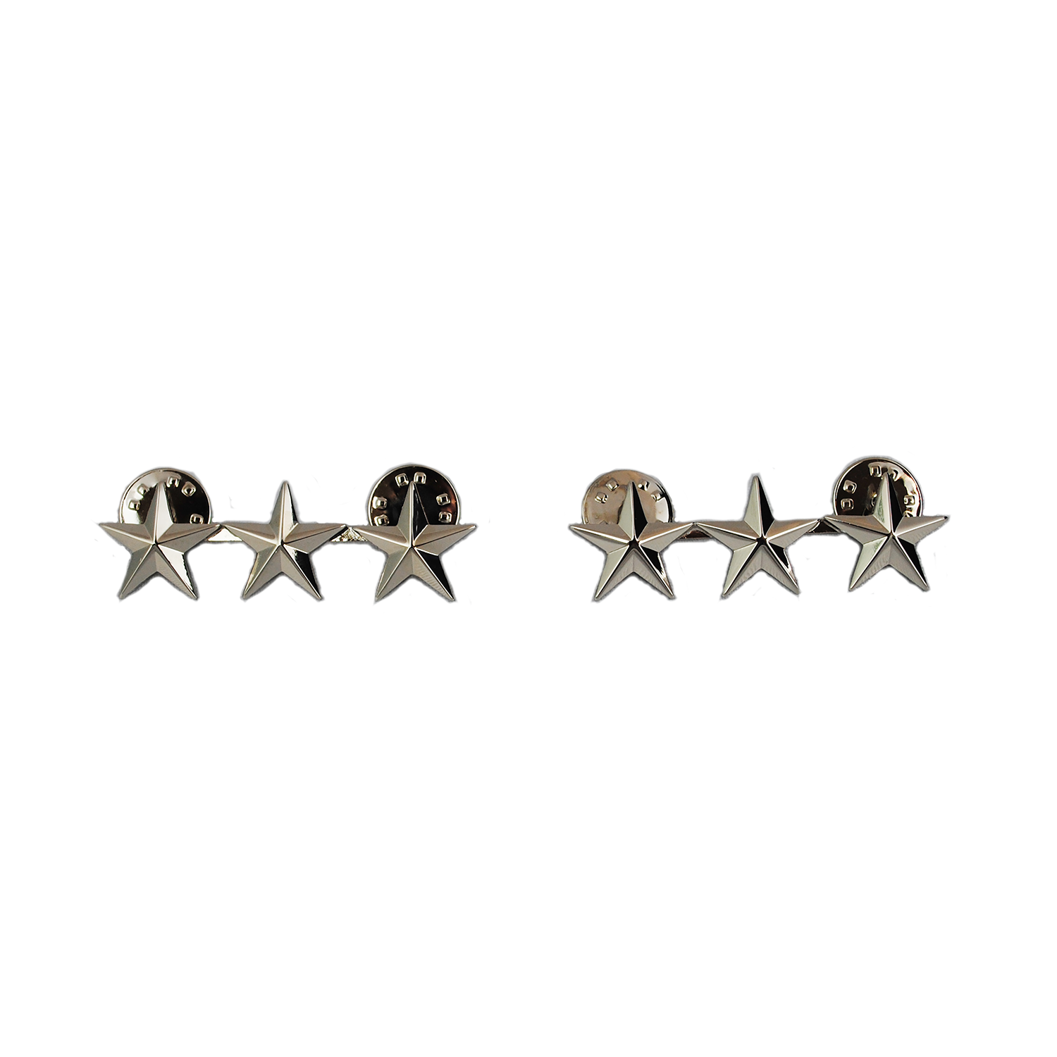 3 Silver Star Collar Pins (Past Commodore) - Pair - Lighthouse Uniform