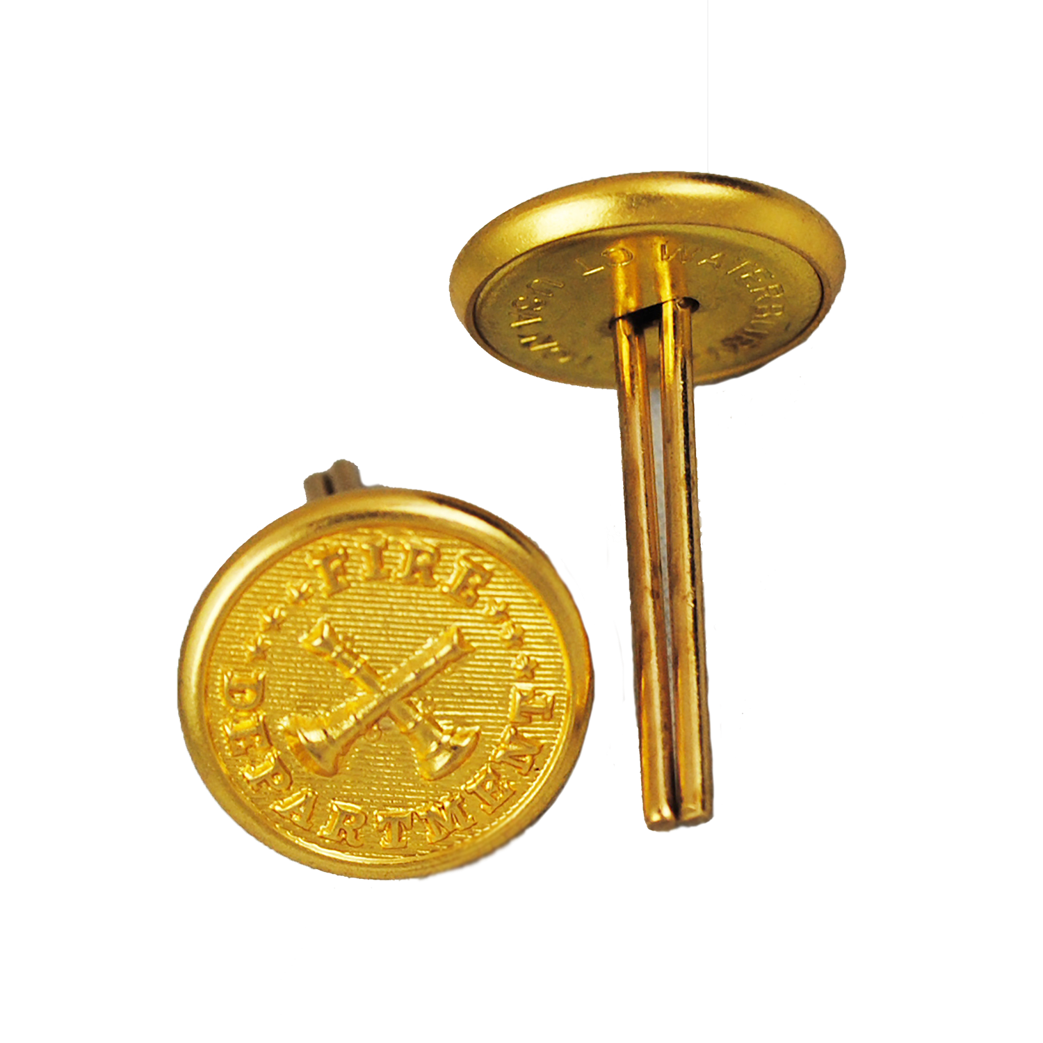 Gold 2 Crossed Bugle Side Buttons - Prong Attachment - Lighthouse Uniform