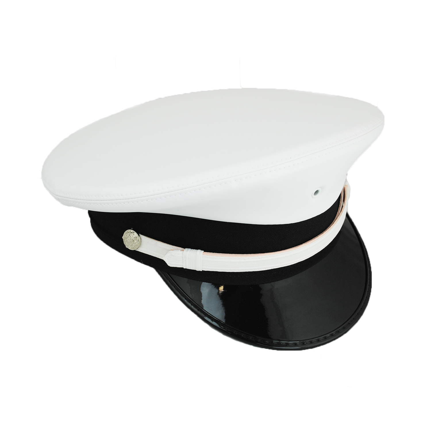 White Naval Cap with White Lace Chin Strap - Lighthouse Uniform